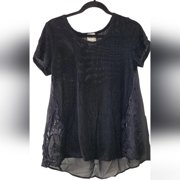 Vocal | Tops | Vocal Shortsleeve Top W Lace Side And Sheer Back | Poshmark